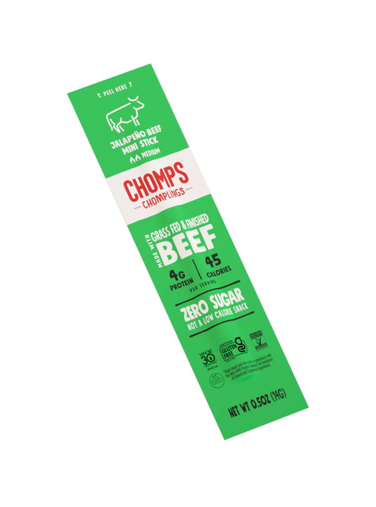 Gluten Free Mini Jalapeño Beef Jerky Stick | Chomplings | Chomps