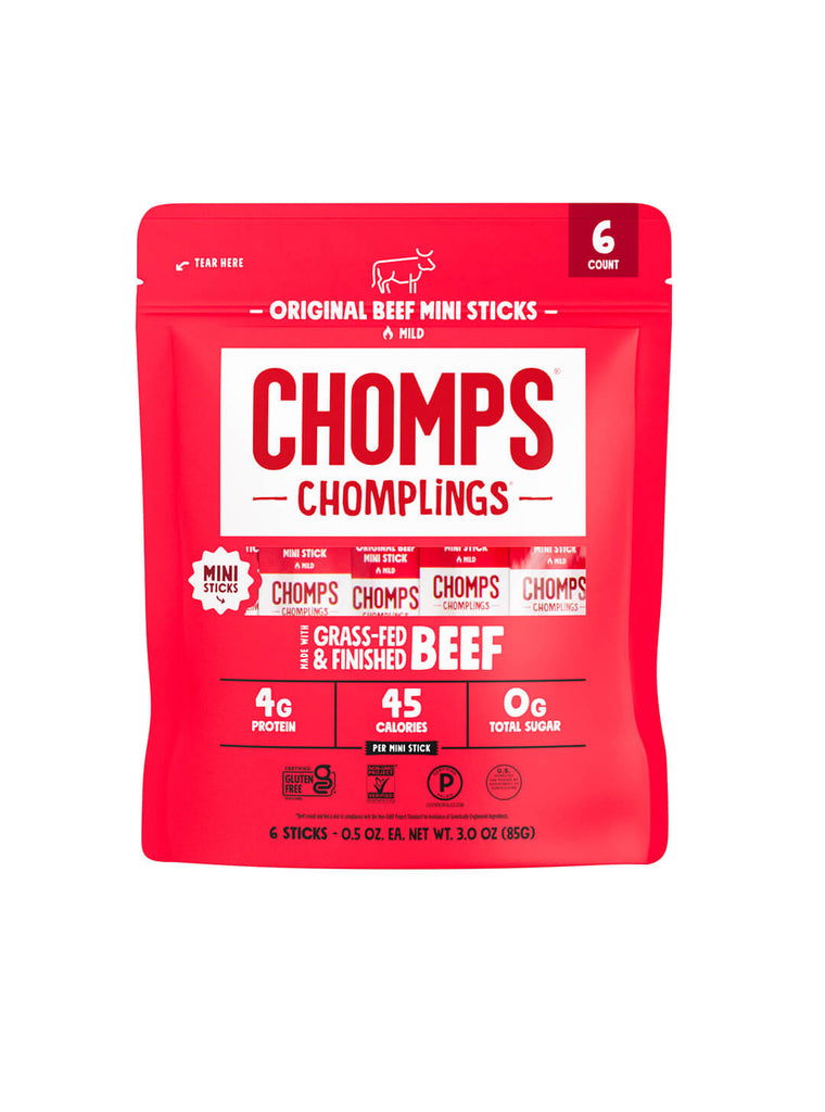 Original Beef Chomplings 6-Count | Gluten-Free Mini Beef Sticks | Chomps