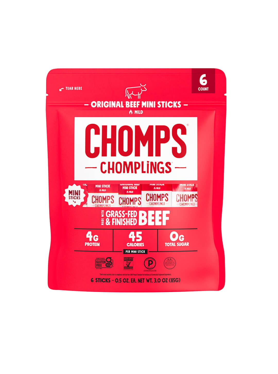 High-Quality Beef Sticks | 100% Grass-Fed & Finished Beef Snacks | Chomps