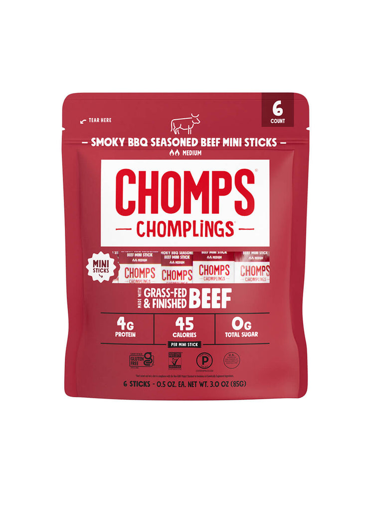 Beef Smoky BBQ Jerky Snack Packs 6 ct. | Chomplings | Chomps