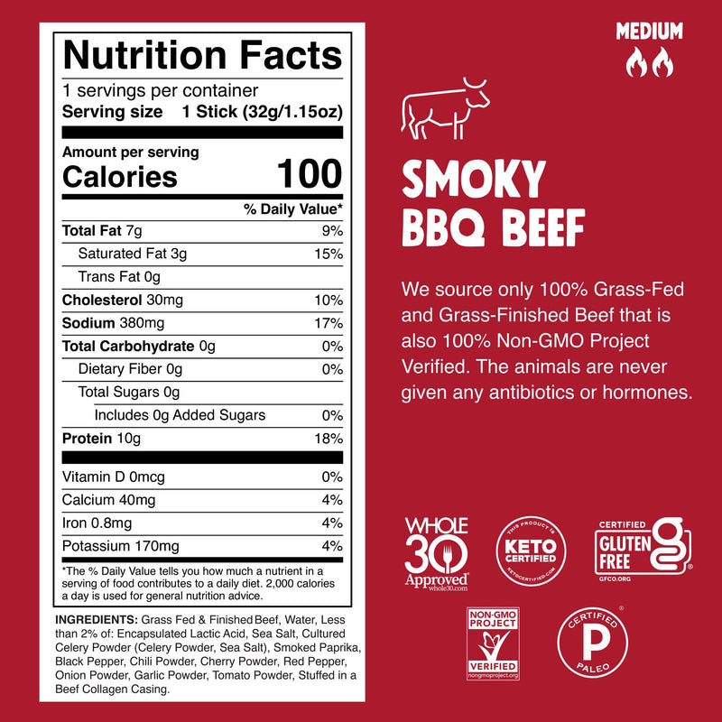 BBQ Beef Sticks | 100% Grass-Fed & Gluten-Free BBQ Sticks | Chomps